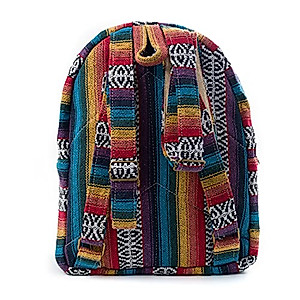 Yogo Boho Mini Backpack, Canvas Boho Backpack Purse for Travel, School Hippy Pride Bag with Adjustable Straps (Pride)