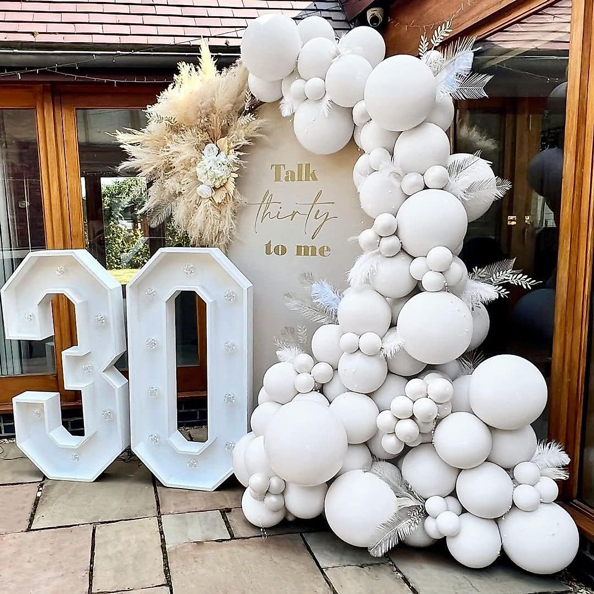 Double Stuffed White Balloon Garland - Pastel White Balloons Different Sizes 18/12/5 Inch Matte Latex Arch For Baby Shower Birthday Bridal Shower Wedding Party Decorations