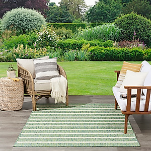 Nourison Positano Indoor/Outdoor Blue Green Ivory 8' x 10' Area Rug, Easy Cleaning, Non Shedding, Bed Room, Living Room, Dining Room, Backyard, Deck, Patio (8x10)