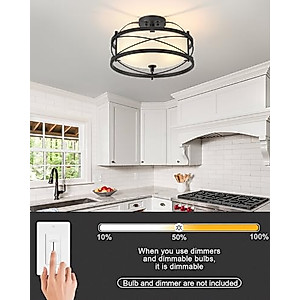 LHLYCLX Entryway Drum Light Fixtures, Semi-Flush Mount Rustic Ceiling Light for Hallway Living Room Bedroom Kitchen, Old Bronze Finished (Brown)