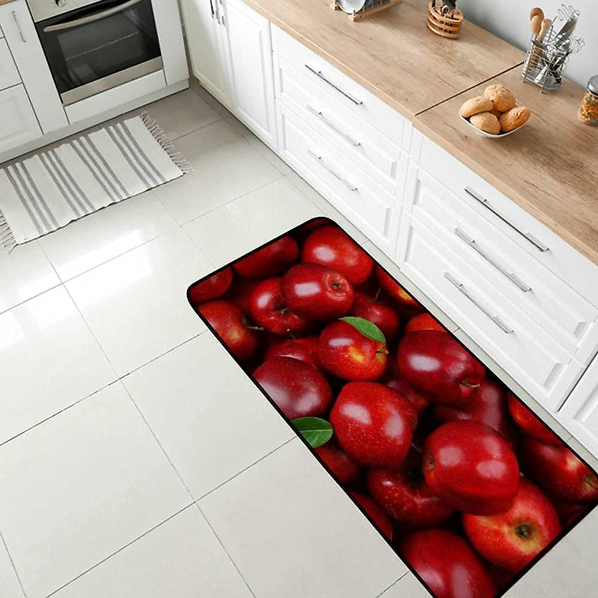 Kitchen Rugs 39 x 20 Inch Apple Red Fruits for Non-Slip Kitchen Floor Mats Doormat Bathroom Runner Rug Laundry Room Indoor Outdoor