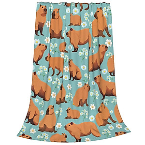 Capybara Blanket Capybara Gifts for Girls Boys Soft Throw Blanket 50x60 Inches Fleece Blanket Comfy Capybara Plush Blanket Flannel Blanket Couch Sofa Blanket Birthday Gifts for Women Men Kids,Blue