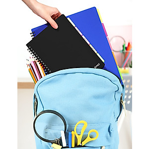 SUNEE 5 Subject Notebook College Ruled - 240 Pages, 6.2"x8.5", 5 Pocket Colored Dividers, 3-Hole Punched Paper, Black