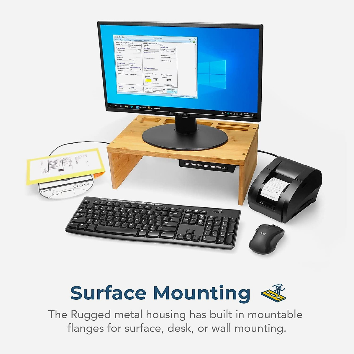 Metal 7-Port USB 2.0 Powered Hub for PC-MAC with Power Adapter