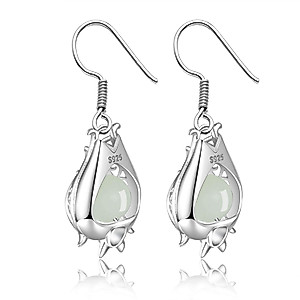 Cute Bat Earrings Sterling Silver Glowing in The Dark Animal Dangle Earring Little Witchy Vampire Halloween Jewelry Gift for Girl Teens (White)