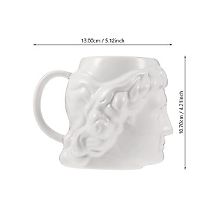 Cabilock 2pc Cup David Head Figurine Roman Coffee Mug David Head Vase Tea Mug Milk Container Handmade Coffee Mug Espresso Coffee Mug Gift Greek Coffee Mug Shot Glass White Trend 3d Ceramics