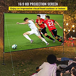 VEVOR Movie Screen with Stand 135inch Portable Projector Screen 16:9 4K HD Wide Angle Projector Screen with Stand Easy Assembly with Storage Bag for Both Indoor and Outdoor Use