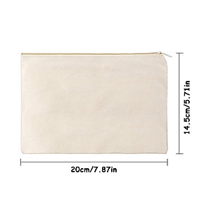 meekoo 16 Pack Multi-Purpose Cosmetics Bag with Zipper Canvas Makeup Pouches Travel Toiletry Bag Pen Pencil Bag Blank DIY Craft Bag (M, Beige)