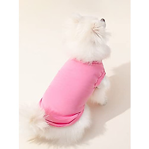 QWINEE Dog Shirt Vest Dog Tank Top Puppy Dog Cat Basic Tee Shirts Clothes for Small Medium Dogs Kitten Kitty Pink M