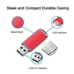 Aiibe 16GB USB 3.0 Flash Drive 5 Pack 16 GB Flash Drive 3.0 Thumb Drive Multipack U Disk USB Drives (16G, 5 Mixed Colors: Blue Red Silver Green Purple)