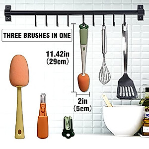 3 in 1 Multifunctional Long Handle Cleaning Cup Brush, 2023 New Bottle Cap Detail Brush Bottle Gap Cleaner Brush for Kitchen Water Bottle Cover Feeding Nozzle Glass Cup (2 Color Set)