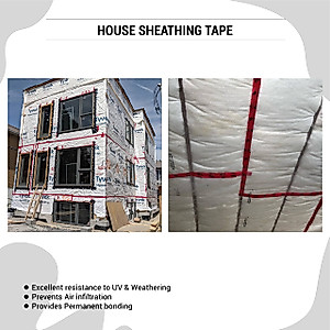 Tuck Tape Construction Sheathing Tape, Epoxy Resin Tape, 2.4 in x 180 ft (Red)