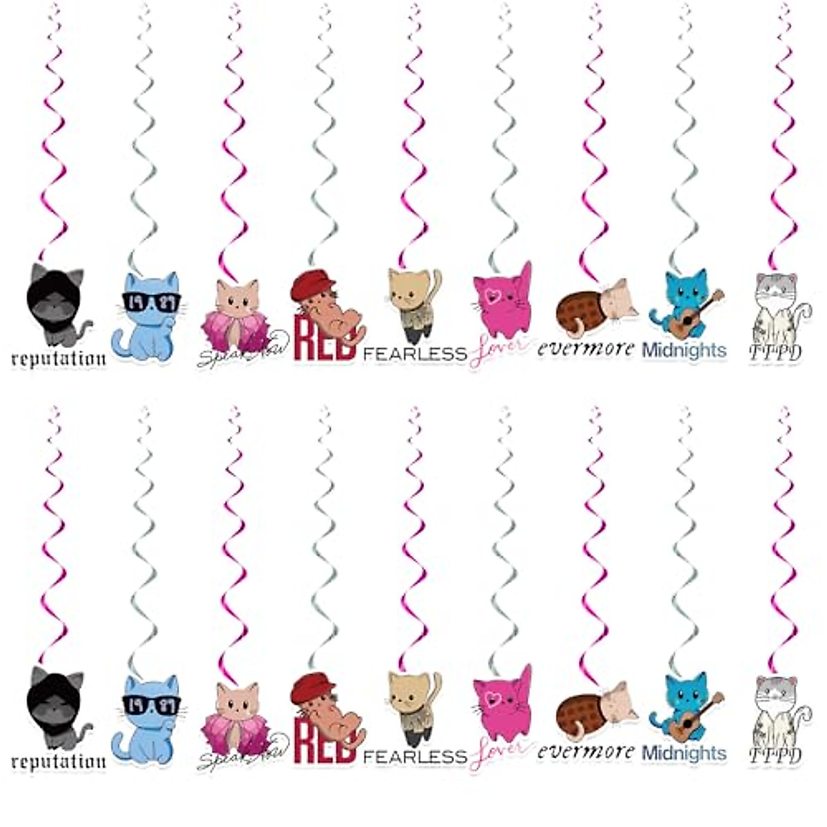 Singer Party Decorations Hanging Swirls, Cat Music Album Party Decorations Singer Birthday Party Supplies Hanging Swirls for Fans Birthday Party Decorations Cutouts