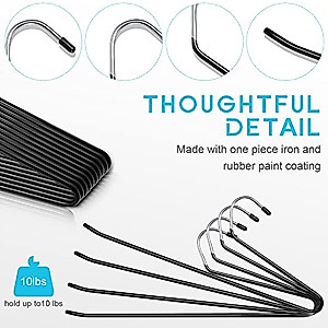 60 Pieces Metal Clothes Hangers Pants Hangers Non Slip Heavy Duty Hangers Open Ended Rubber Metal Jeans Hangers for Clothes Pants Trouser Slacks Jeans Blanket