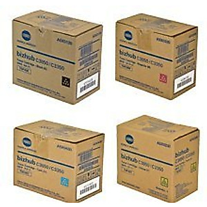 OEM-KONICA MINOLTA C3350 / C3850 (TNP-48) Laser Toner Cartridge Set Black Cyan Magenta Yellow
