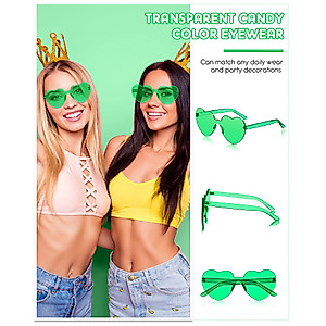 Colzzy Pcs Heart Shaped Rimless Sunglasses Transparent Colorful Frameless Glasses Eyewear Bachelorette Party (Fluorescent Green)