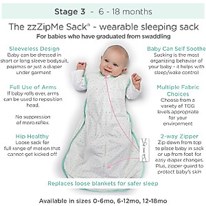 Amazing Baby Cotton Sleeping Sack, Wearable Blanket with 2-way Zipper, Pastel Pink + Gray Tiny Elephants, Small (0-6 mo)