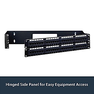 StarTech.com 2U Hinged Wall Mount Patch Panel Bracket - 6 inch Deep - 19" Patch Panel Swing Rack for Shallow Network Equipment- 22lbs (WALLMOUNTH2), Black