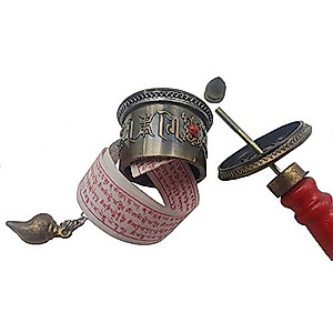 DMtse 2 X Tibetan Buddhist Om Mani Padme Hum Functioning Mini Handheld Prayer Wheel with Mantra Scroll