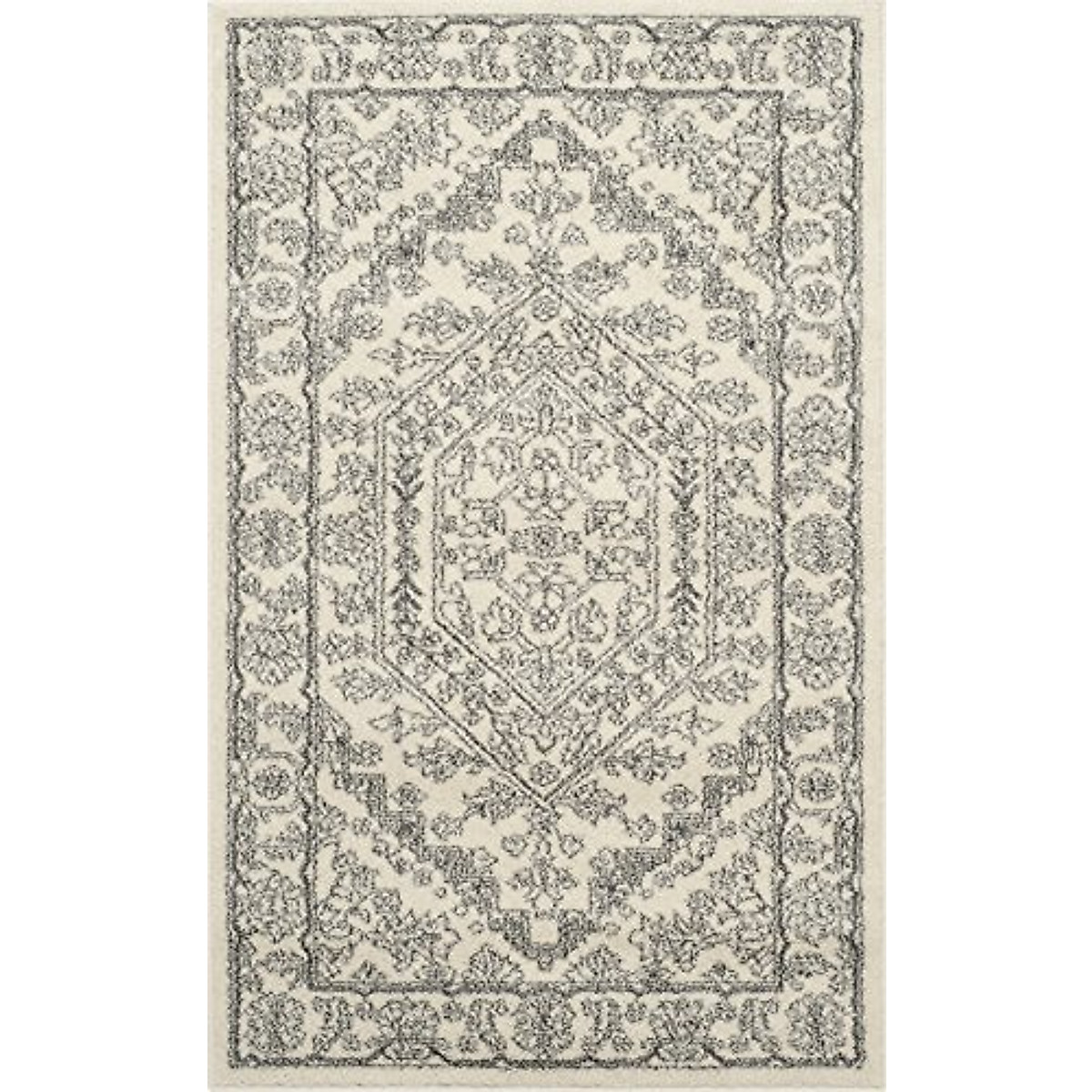 SAFAVIEH Adirondack Collection X-Large Area Rug - 11' x 15', Ivory & Silver, Oriental Medallion Design, Non-Shedding & Easy Care, Ideal for High Traffic Areas in Living Room, Bedroom (ADR108B)
