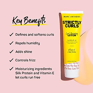 Marc Anthony Curl Defining & Enhancing Lotion, Strictly Curls - Moisturizing Detangler with Vitamin E & Silk Protein for Long-Lasting Frizz-Free - Bounce & Shine For Wavy, Dry or Damaged Hair