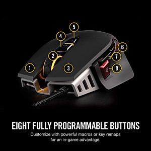 CORSAIR M65 ELITE RGB - FPS Gaming Mouse - 18,000 DPI Optical Sensor - Adjustable DPI Sniper Button - Tunable Weights - Black (Renewed)