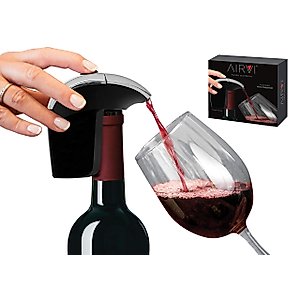 AirVi Automatic Wine Dispenser and Aerator, Electric Wine Decanter and Pourer, Premium Wine Accessories for Enhanced Aroma and Flavor, No Spills or Drips, Clean Pouring, Silver