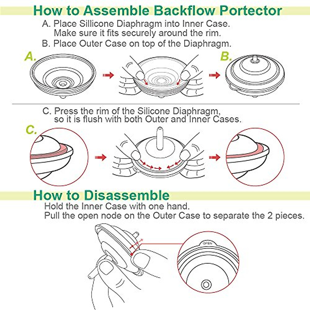 Maymom Backflow Protector, Long Stem, Compatible with Spectra S1, S2 and 9 Pumps, Compatible with Medela Flanges and Medela Parts; 2pc