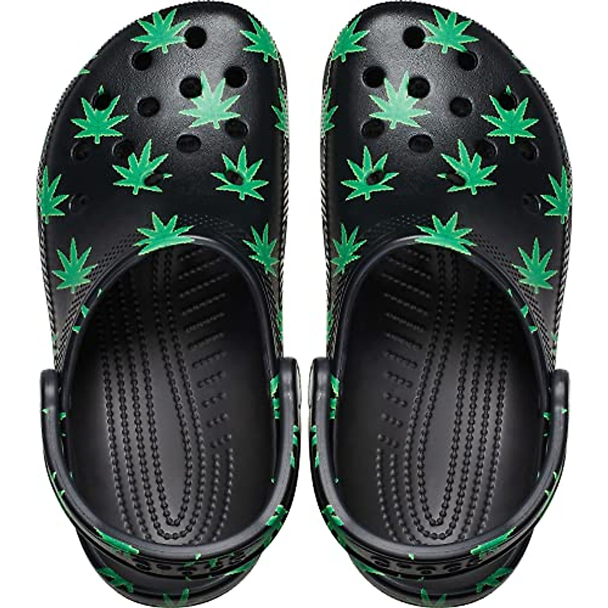 Crocs Unisex Classic Hemp Leaf Clogs, Half Baked and Weed Graphics, Black, Numeric_6 US Men