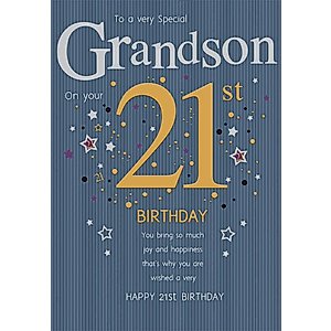 Piccadilly Greetings Group Ltd Stunning TOP Range A Very Special Grandson ON Your 21ST Birthday Greeting Card, Blue, 10 x 7