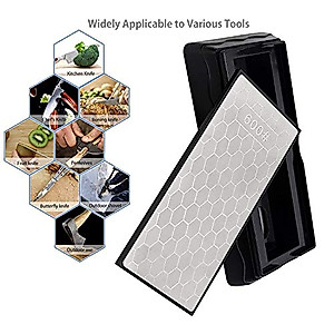 Double-sided Diamond Sharpening Stone,YCAMMIN Knife Sharpener Stone diamond sharpener Honeycomb Surface Plate with Non-slip Base for Scissors Knives Outdoor Kitchen Sharpen Tools (600/1200 Grit)
