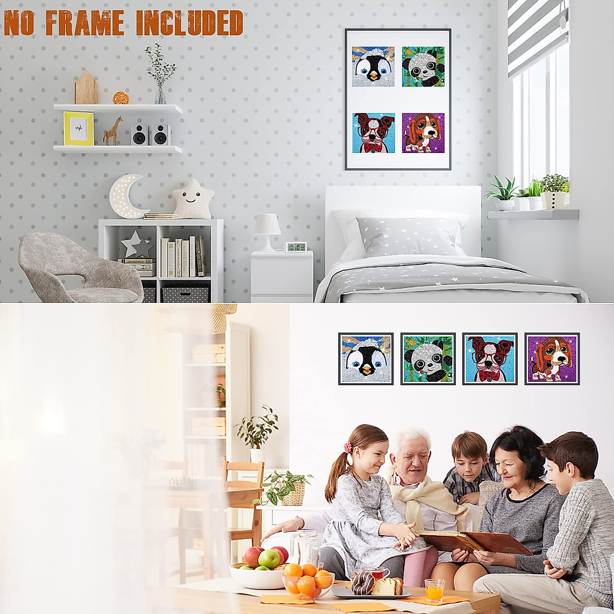 Diamond Painting Kits for Kids Animal 5D Diamond Gem Art by Number Dotz Kits Art and Crafts for Kids Ages 6-8-10-12 Girls Boys for Birthday Christmas Gifts (4Pcs)