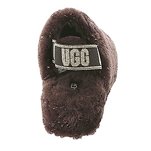 UGG Women's Fluff Yeah Metallic Sparkle Slipper, BURNT CEDAR, 5