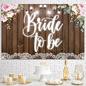 Bride to Be Backdrop Banner Decorations Bridal Shower Rustic Floral Wood Sign Wedding Background Bachelorette Engagement for Bride Women Photography Party Decor