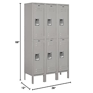 Salsbury Industries 62352GY-U Unassembled Standard Metal Locker with Double Tier, Gray