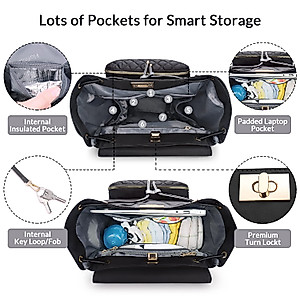 Hafmall Diaper Backpack for Mom, Stylish Baby Diaper Bag Backpack with Stroller Hooks, Multifunctional Baby Bag for Baby Girl Boy, Black