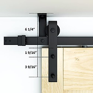 DIYHD Bent Straight Roller Barn Wood Closet Interior Door Sliding Hardware, 8FT Track Kit, Ceiling Mount kit