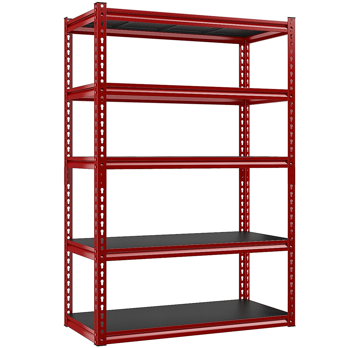 REIBII 72" Garage Shelving 2000 LBS Storage Shelves Heavy Duty Metal Shelving Units Rack Shelf for Garage Pantry,Kitchen, Basement,Red & Black