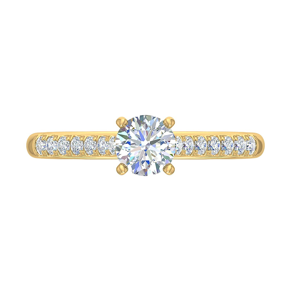 FINEROCK 1/2 Carat Prong Set Solitaire Diamond Engagement Ring Band in 14K Yellow Gold (Ring Size 7.5)
