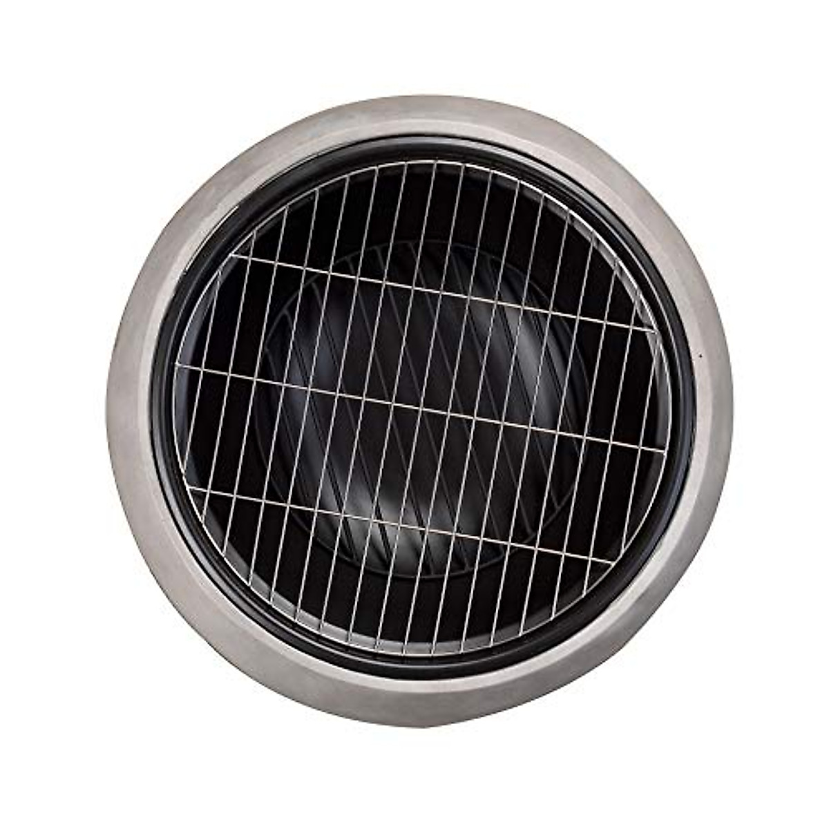 Teamson Home MGO Light Concrete Round Charcoal and Wood Burning Fire Pit for Outdoor Patio Garden Backyard with Spark Screen, Fireplace Poker, Grate, and BBQ Grill, Light Gray