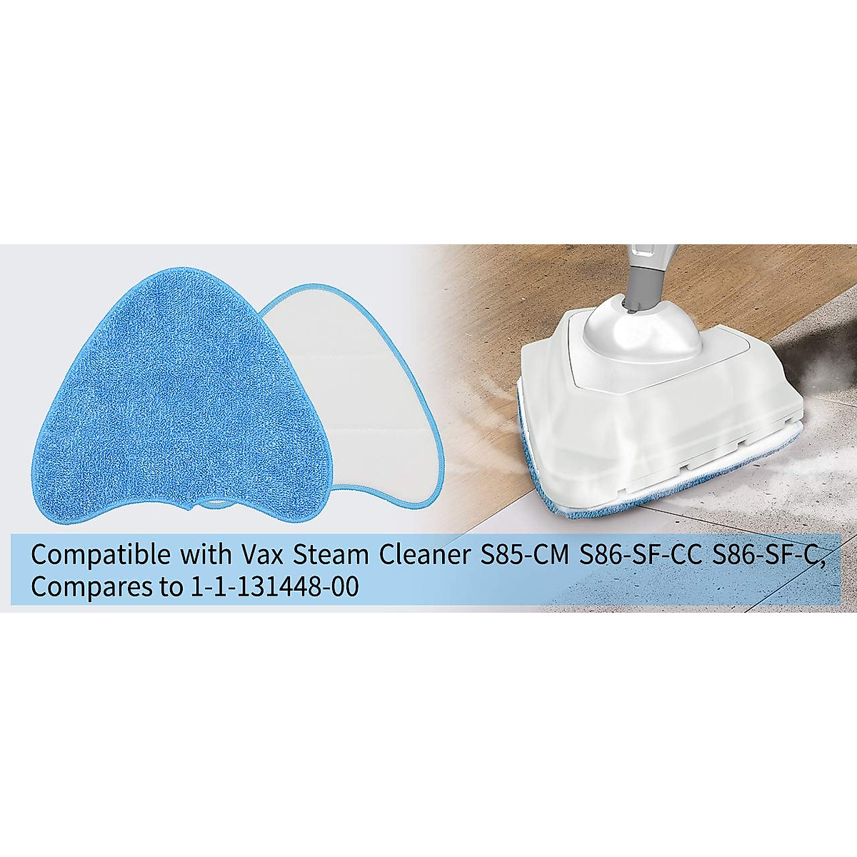 FUSHUANG 4 Pack Microfibre Cleaning Pads Compatible with Vax S2 Series S86-SF-B, S86-SF-C, S86-SF-P, S86-SF-T, S86-SF-CC, S86-CCM-3, S86-MC-C, S86-SF-CCP and Hoover WH20200 Steam Mop,13.2 * 8.46 inch