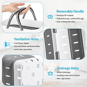 Sliner 2 Pack Portable Shower Caddy Basket with Handles,collapsible Small Storage Organizers Basket Plastic Shower Tote Basket for Cleaning Supplies College Dorm Organizer Bin(Gray)