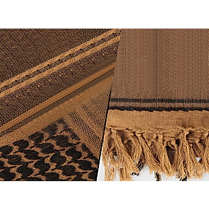 FREE SOLDIER Scarf Military Shemagh Tactical Desert Keffiyeh Head Neck Scarf Arab Wrap with Tassel 43x43 inches (Amber Brown)