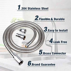 Faucet Hose for Grohe Kitchen Faucet Parts 46174000/46092000/46592000, Grohe Replacement Parts Hose with 3 Connect Adapters 48293000, Pull Down Faucet Hose Replacement, 59 inches