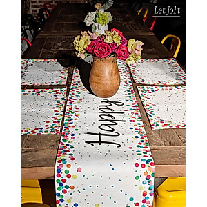 Letjolt Birthday Placemat Happy Birthday Sign Birthday Table Mats White Birthday Table Decorations Birthday Party Supplies, Set of 4