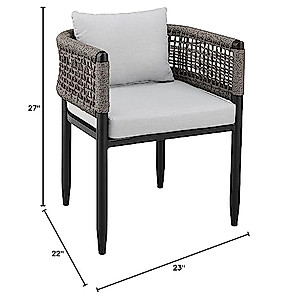 Armen Living Felicia Modern Outdoor Patio Dining Chair, Standard, Black