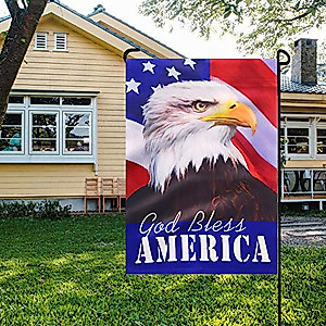 Volta God Bless America Garden Flag Double Sided Bald Eagle Patriotic Garden Flag American Independence Day 4th of July Yard Flag for Outdoor Decoration 12x18 Inch