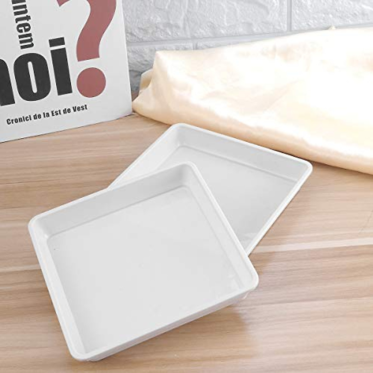 Yardwe 10 PCS Square Plastic Plant Saucer Tray Plant Pot Saucer Flower Pot Tray for Garden Potted Water Drips and Soil 7 x 7 x 1.2 Inch (White)
