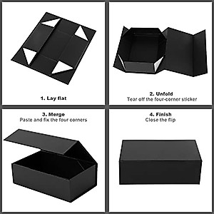 BETTPACK Gift Boxes 9.8x5.9x3.1Inch,Gift Box with Lids Collapsible Magnetic Closure, Reusable Sturdy Storage Box for Birthday Party and Wedding