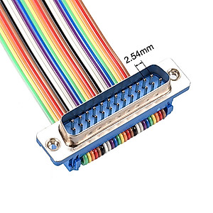 uxcell® IDC Rainbow Wire Flat Ribbon Cable DB25 Male to DB25 Male Connector 2.54mm Pitch 19.7inch Length